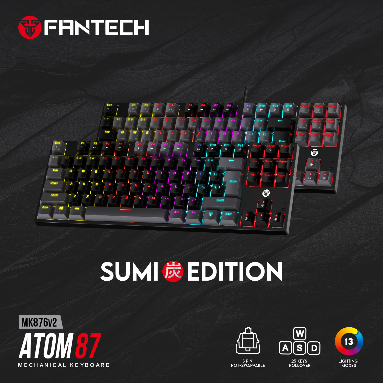 Teclado mecánico Fantech MK876V2 ATOM87 RGB - Distribuidora Quantum ...